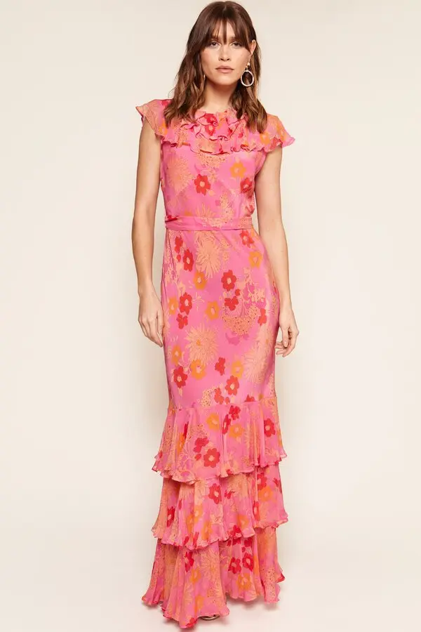 Rixo Rio French Floral Gown - Pink