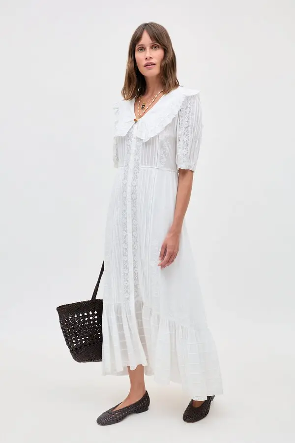 Rixo Edina Embroidered Blouse - White