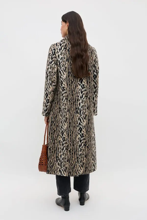 Rixo Bohemia Leopard Print Mid-length Coat