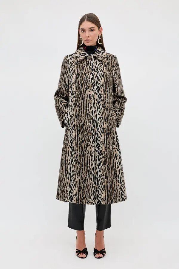 Rixo Bohemia Leopard Print Mid-length Coat - Brown