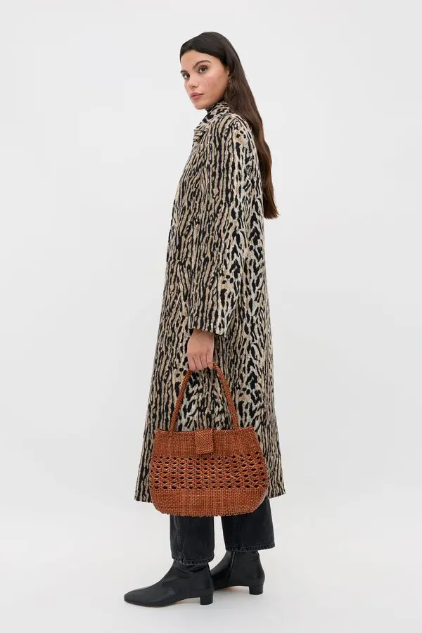 Rixo Bohemia Leopard Print Mid-length Coat