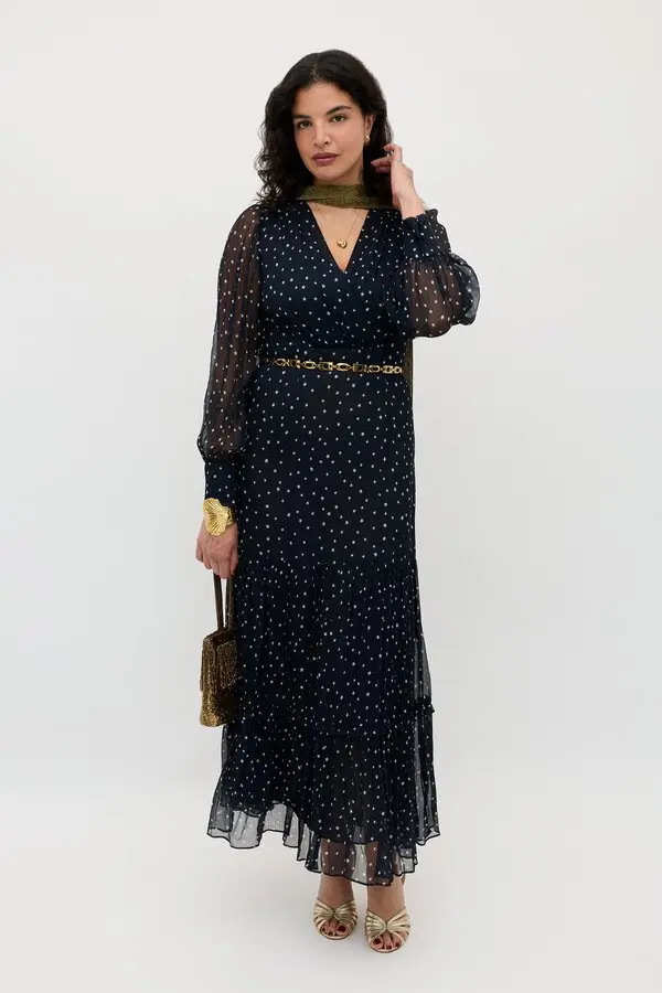 Rixo Elsie Starry Night Viscose Midi Dress