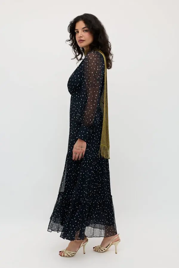 Rixo Elsie Starry Night Viscose Midi Dress