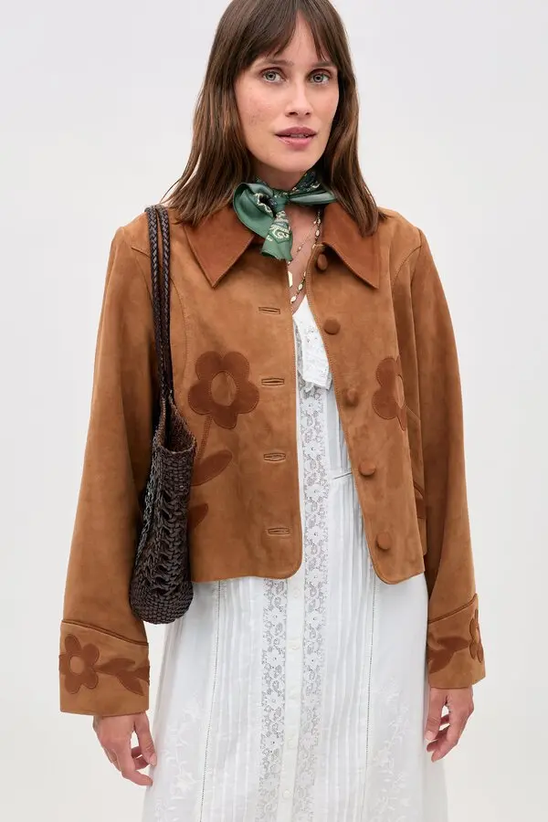 Rixo Dionne Retro Daisy Jacket - Brown