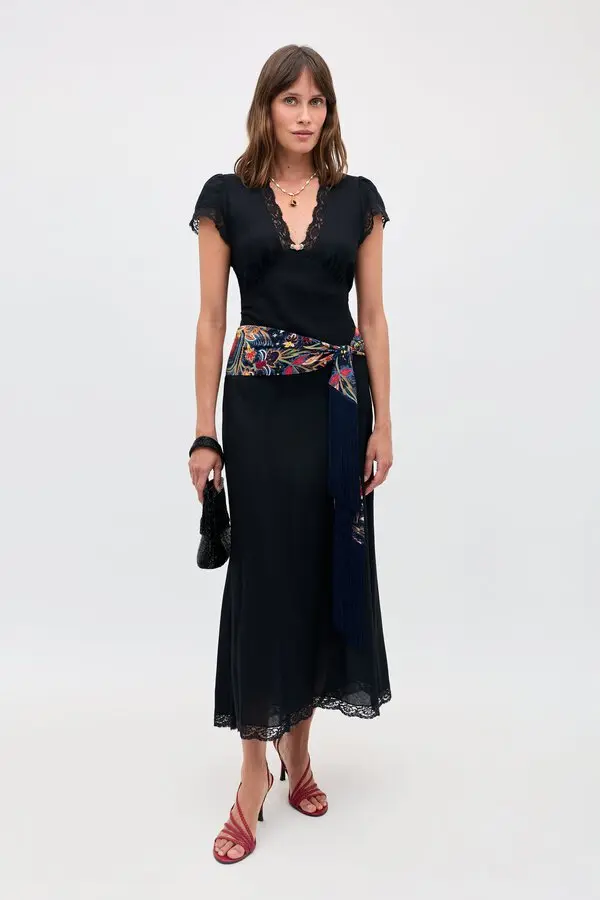 Rixo Clarice Midi Dress - Black