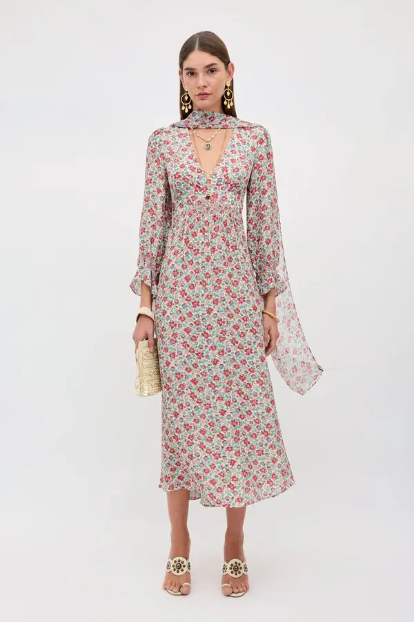 Rixo Floral Printed Mireta Dress - Pink