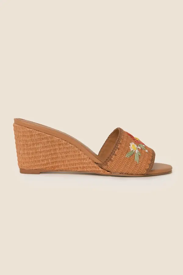 Rixo Vardi Cinnamon Raffia Wedge Regular - Brown