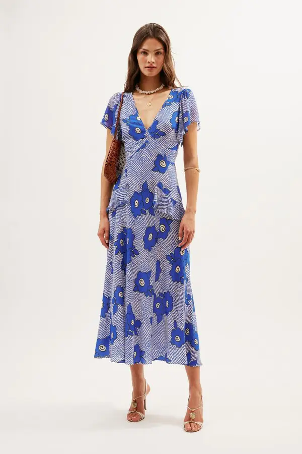 Rixo Evie Milos Floral Regular - Blue