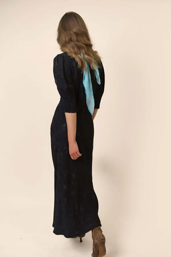 Rixo Zadie Leaf Heart Leaf-jacquard Regular Dress - Black