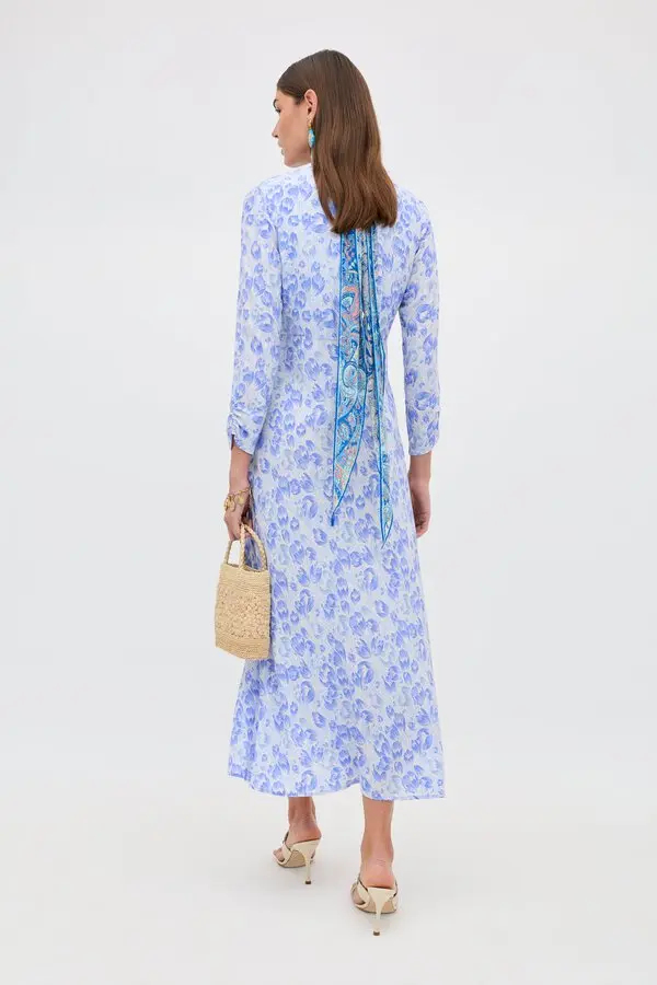 Rixo Katie Dress In Tulip Fields Cornflower Print