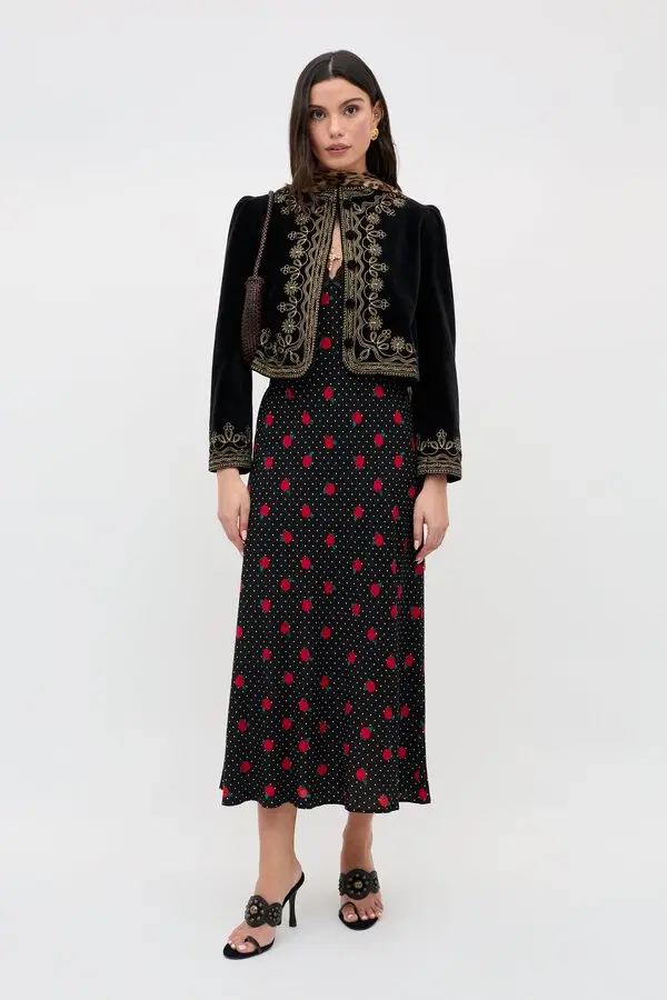 Rixo Clarice Rose Spot Dress - Black