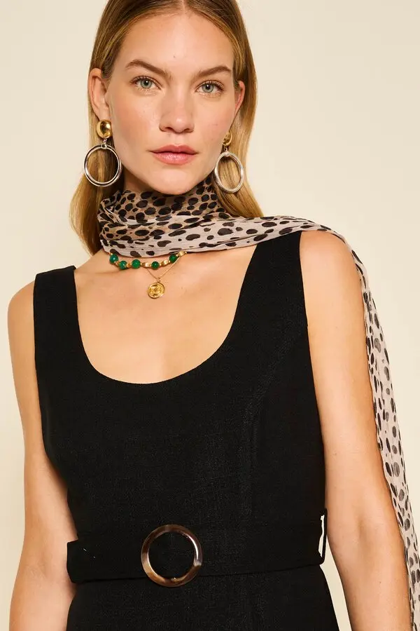 Rixo Julien Scarf Antelope Spot Black No Value Regular