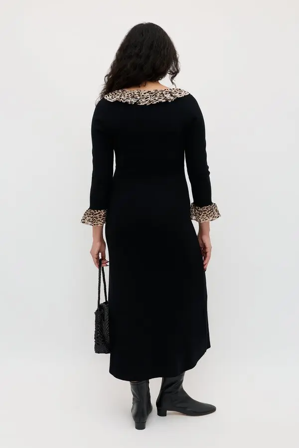 Rixo Mika Antelope Spot Knit Midi Dress