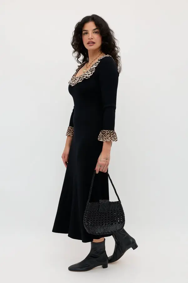 rixo knit dress Rixo Giuliana Ruffled Ribbed-Knit Maxi Dress - Navy