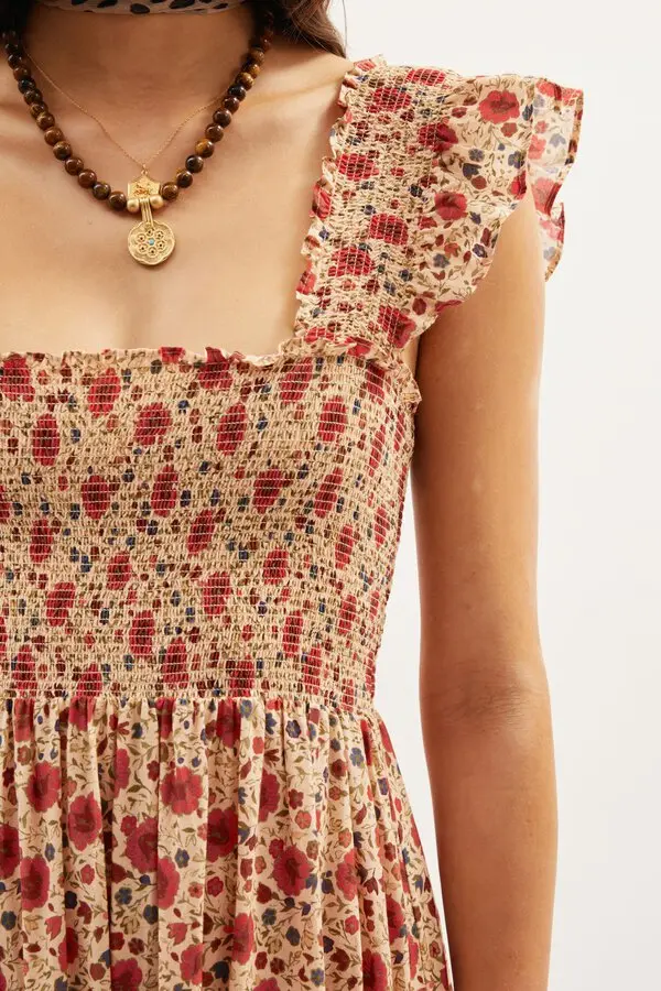 Rixo Kendall Eva Floral Dress - Cream