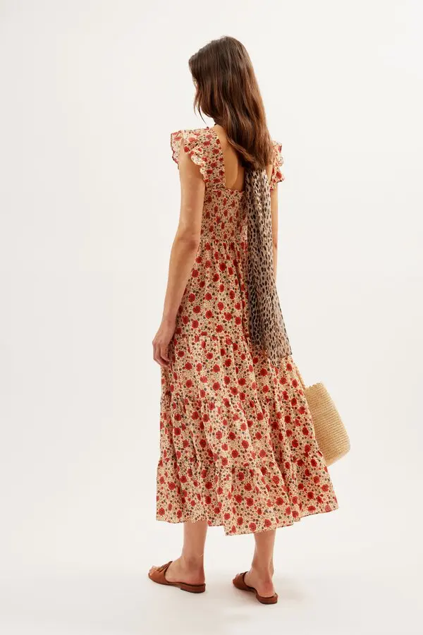 Rixo Kendall Eva Floral Dress - Cream