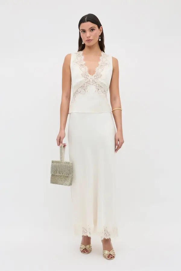 Rixo Matilde Slip Skirt - Ivory