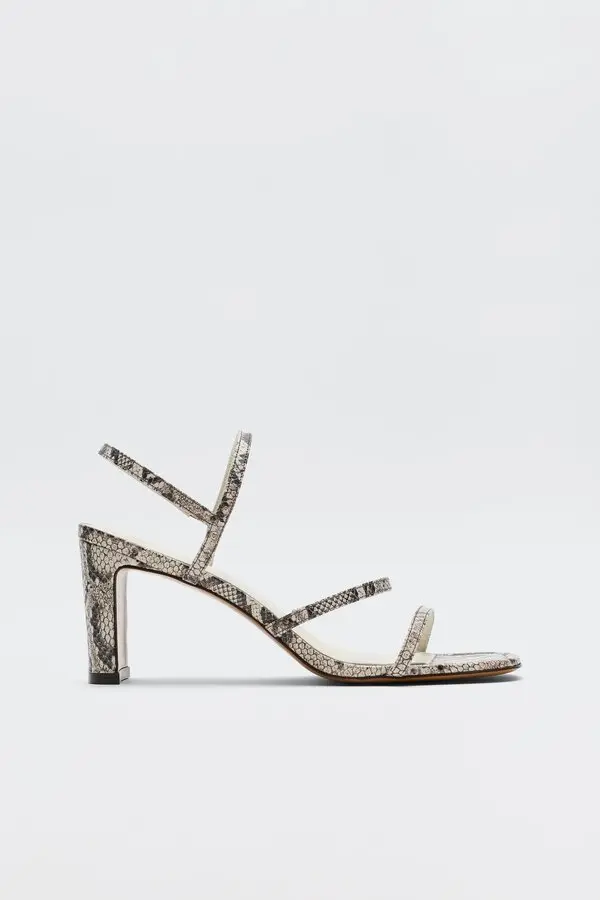 Rixo Ciervo Snakeskin Leather Sandals Regular - Brown