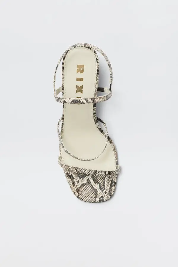 Rixo Ciervo Snakeskin Leather Sandals - Brown