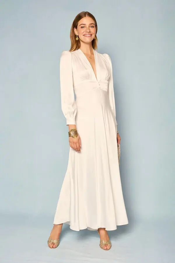 Rixo Emory Silk Gown Regular - Ivory