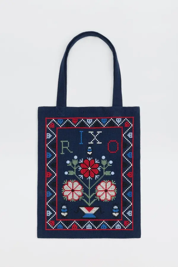 Rixo Noora Terra Cross Stich Embroidery Regular - Navy