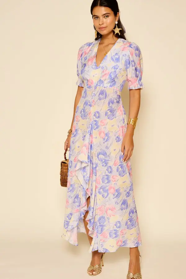 Rixo Ariel Tulip Fields Dress - Blue