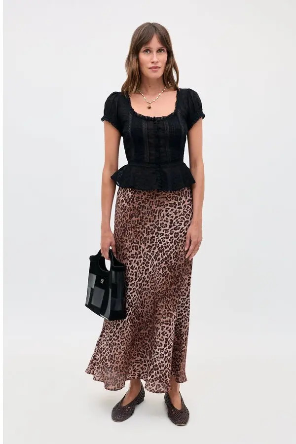 Rixo Kelly Leopard Skirt - Brown