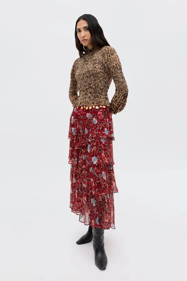 Rixo Taryn Butterfly Floral Skirt