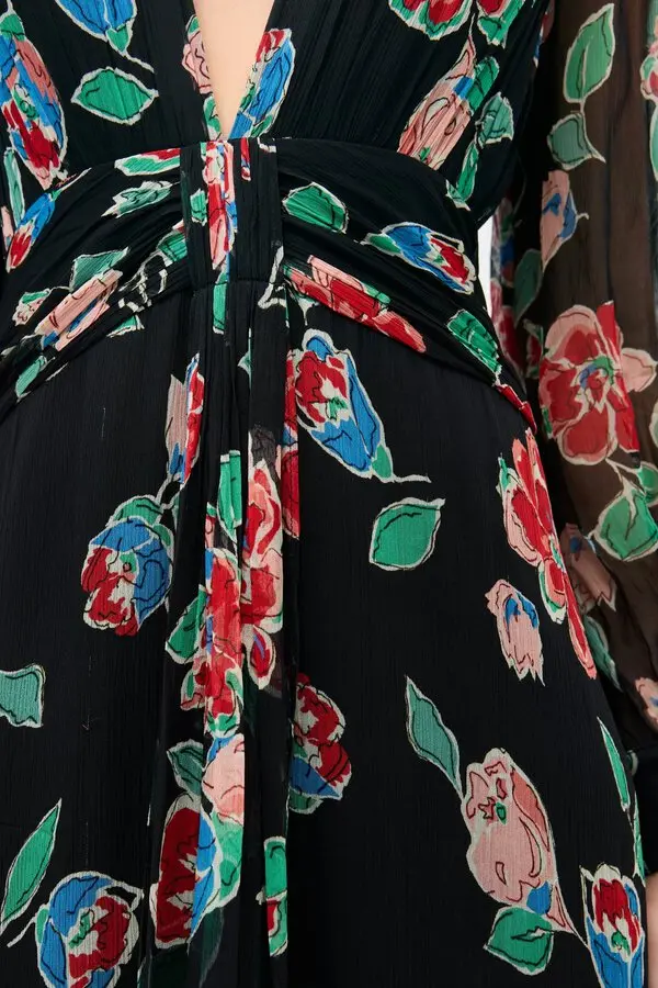 Rixo Meera Kimmie Floral Dress - Grey
