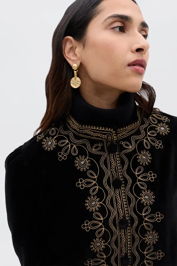 Rixo Denver Soutache Velvet Jacket Regular