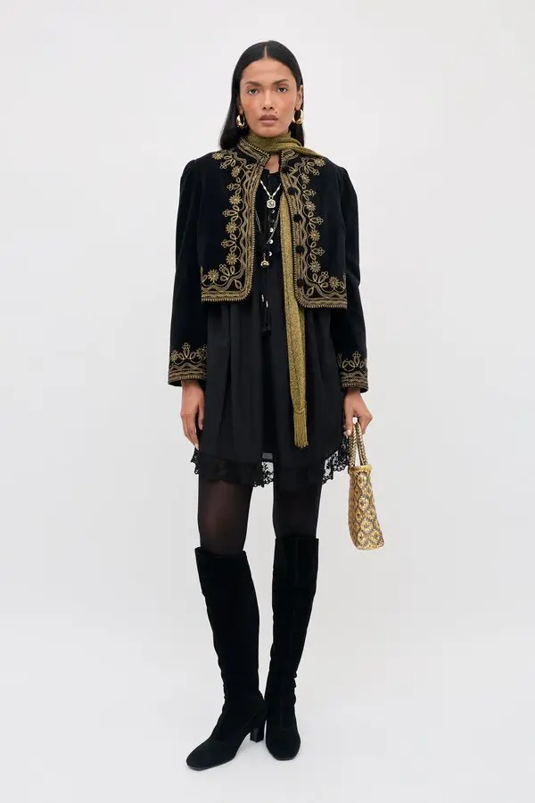 Rixo Denver Soutache Velvet Jacket