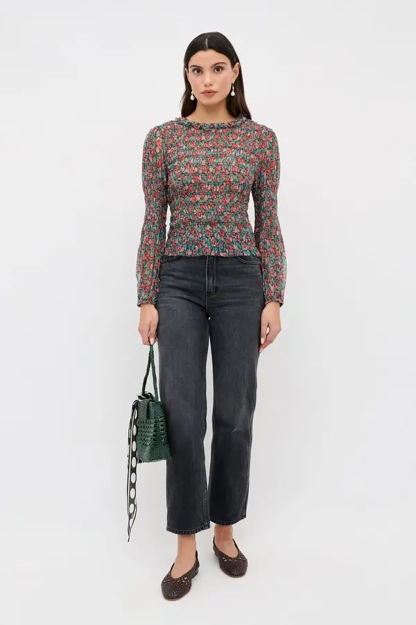 Rixo Gardenia Jeannie Bloom Top - Grey