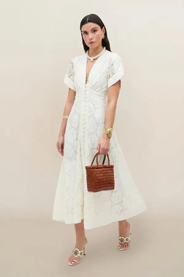 Rixo Novara Midi Dress - Ivory