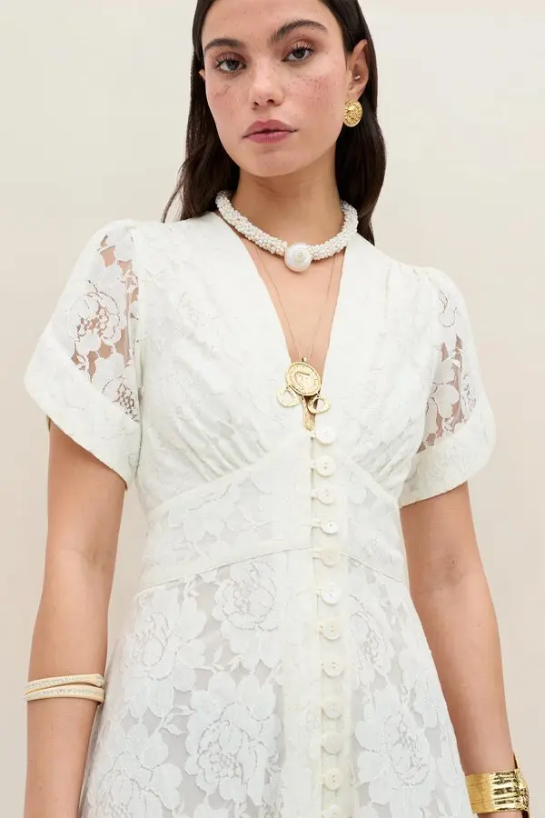 Rixo Novara Midi Dress - Ivory