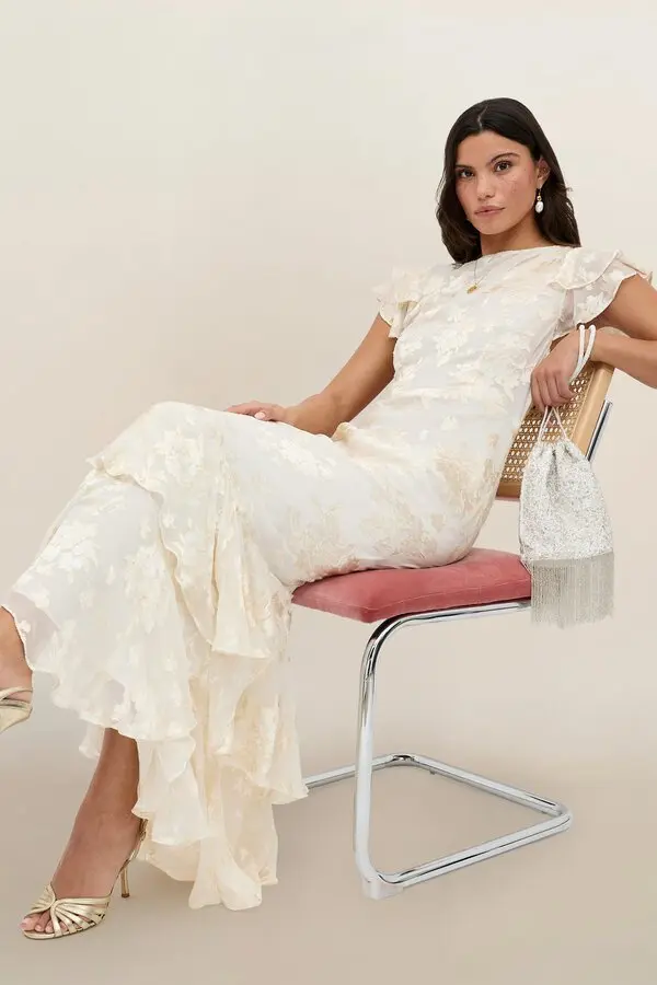 Rixo Ordinia Bouquet Devore Dress - Cream