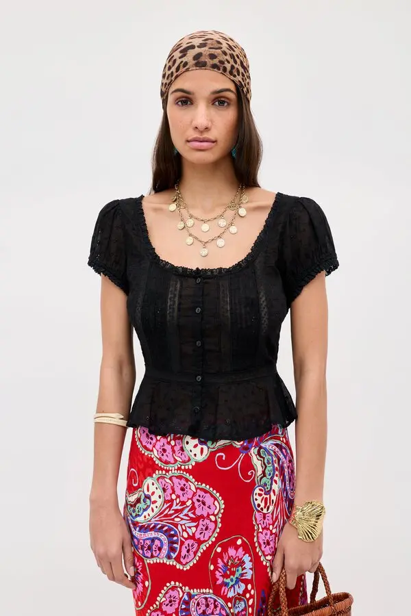 Rixo Sandi Regular Top - Black