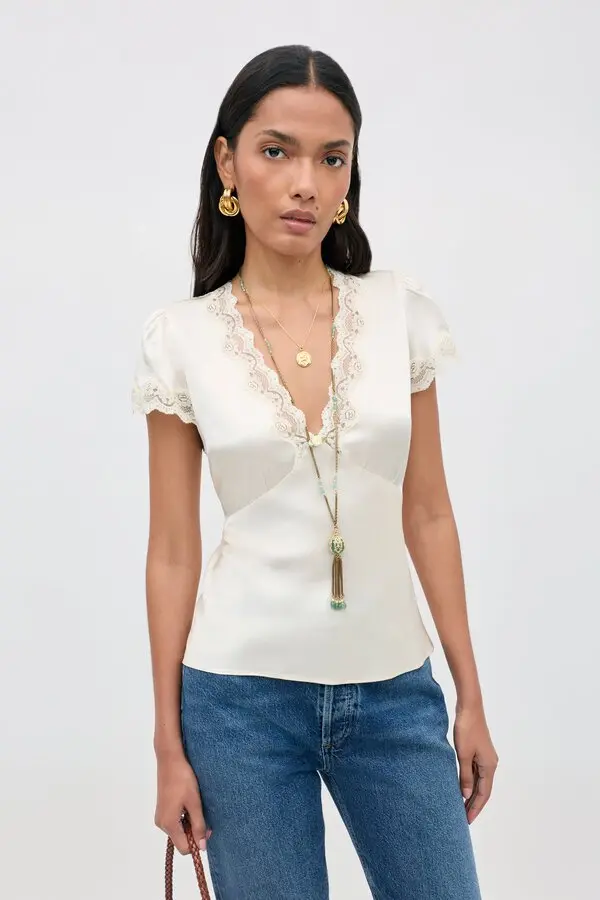 Rixo Karia Top - Ivory