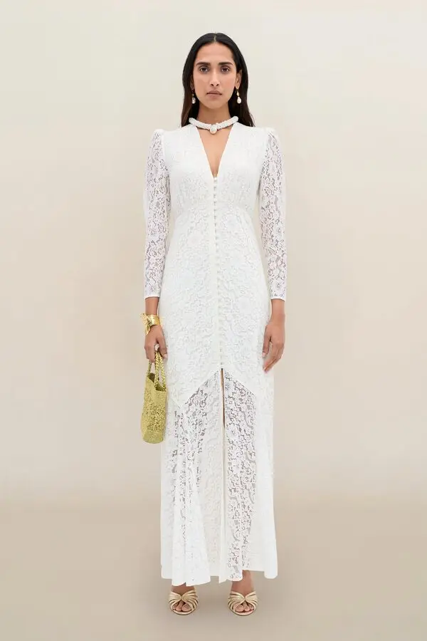 Rixo Fleur Regular Dress - Ivory