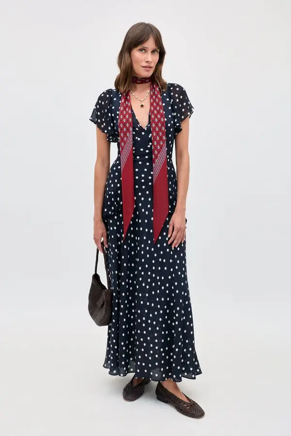 Rixo Evie Bohemia Spot Dress - Navy