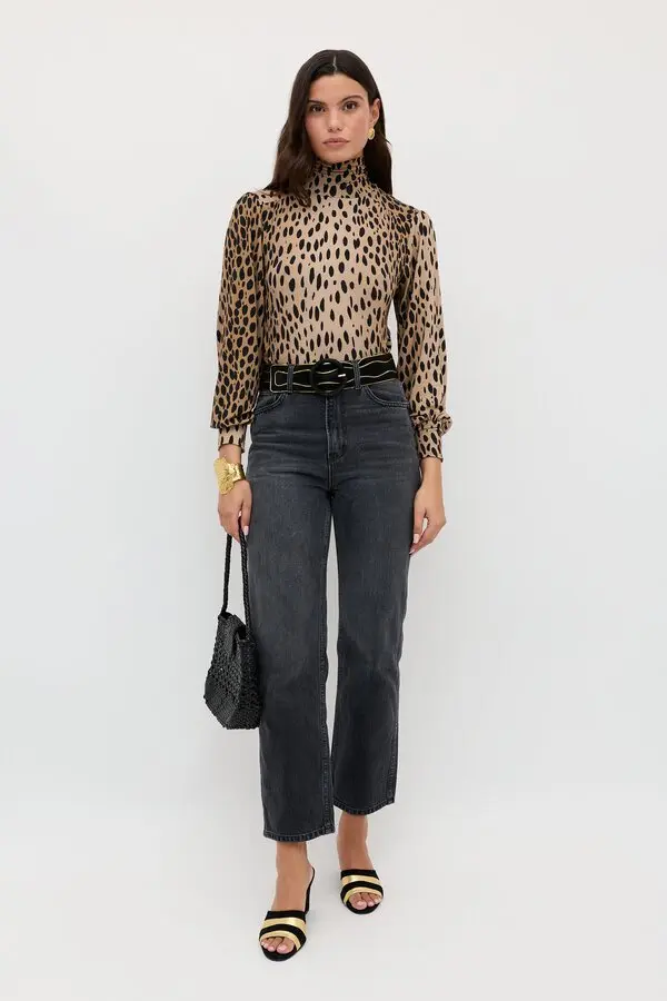 Rixo Suki Antelope Spot Jersey Top