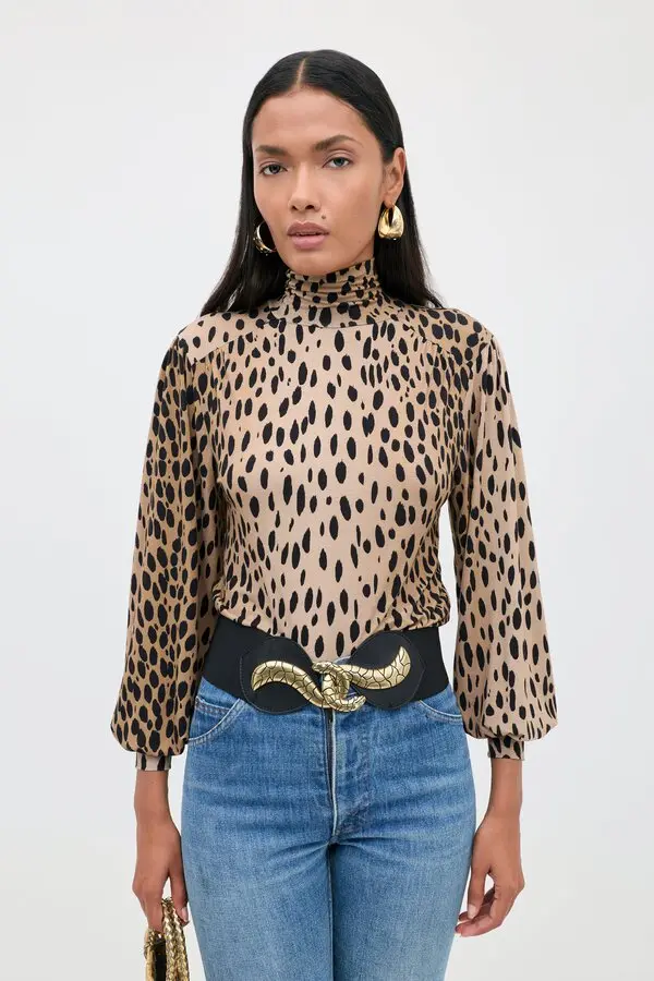 Rixo Suki Antelope Spot Jersey Top