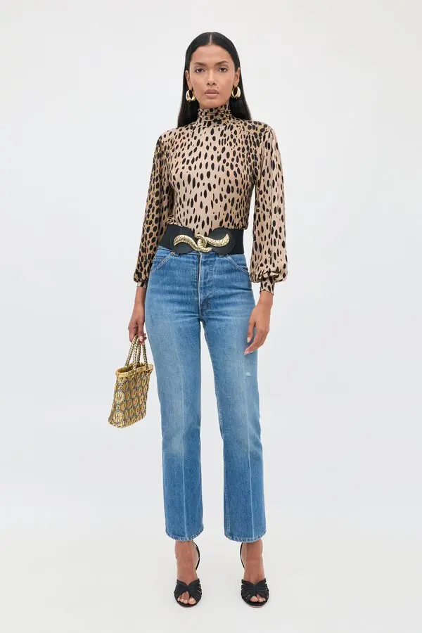 Rixo Suki Antelope Spot Jersey Top