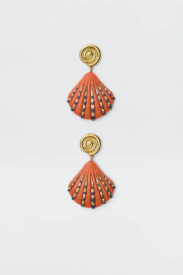 Rixo Daphne Drop Earrings - Orange