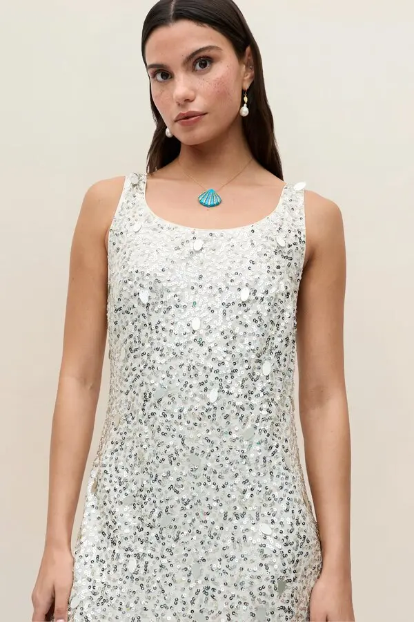 Rixo Bondi Embellished Midi Dress - Ivory