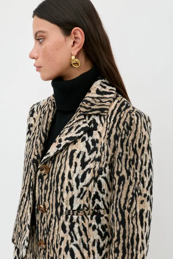 Rixo Leila Bohemia Leopard Print Jacket - Brown