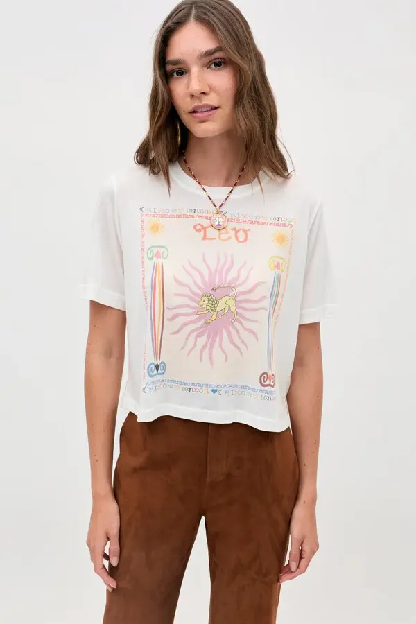 Rixo Ria Leo Regular T-shirt - White