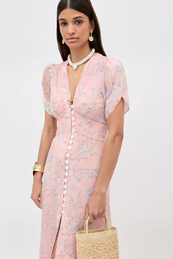 Rixo Novara Floral Midi Dress