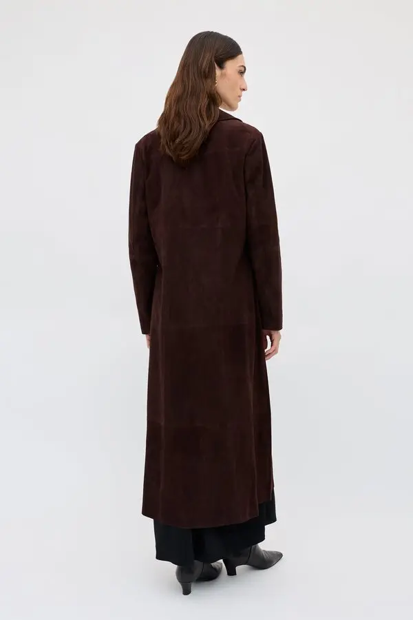 Rixo Astraea Chocolate Suede Midi Outerwear Regular