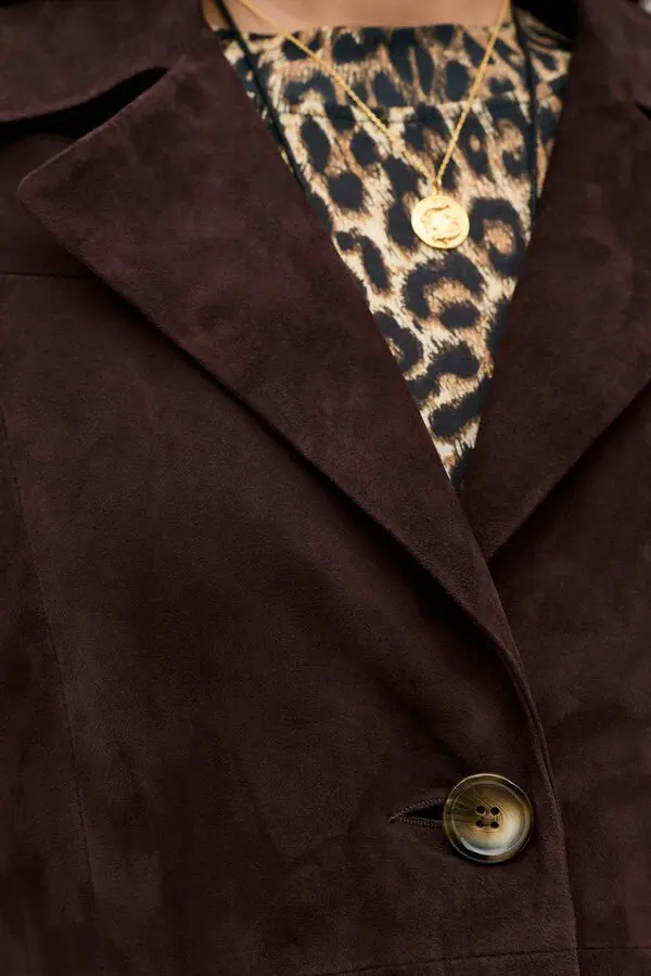 Rixo Suede Longline Coat - Brown