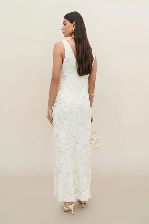 Rixo Botanical Embroidered Regular Fawn Dress